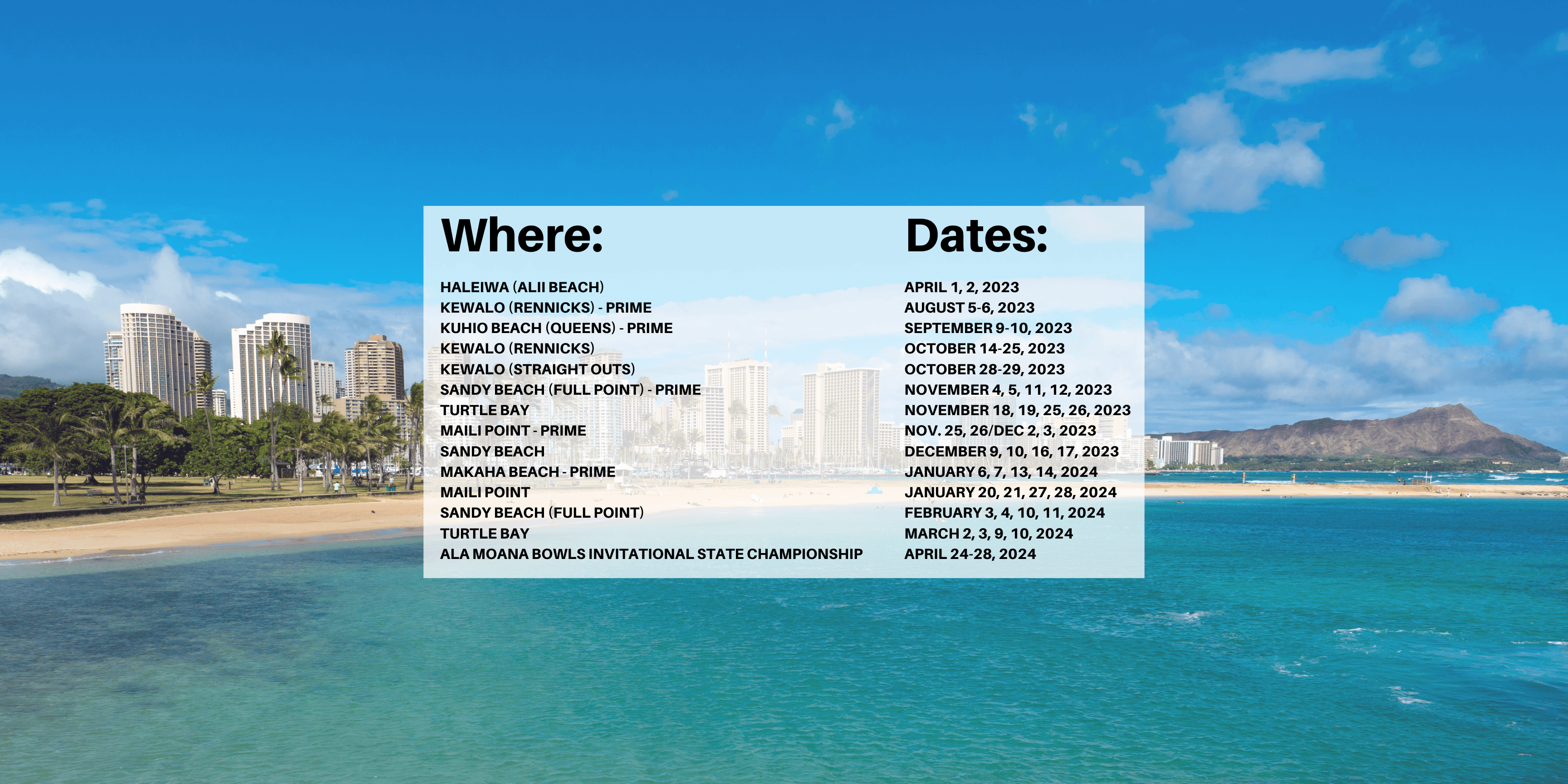 Schedule & Events – Hawaii Surfing Association